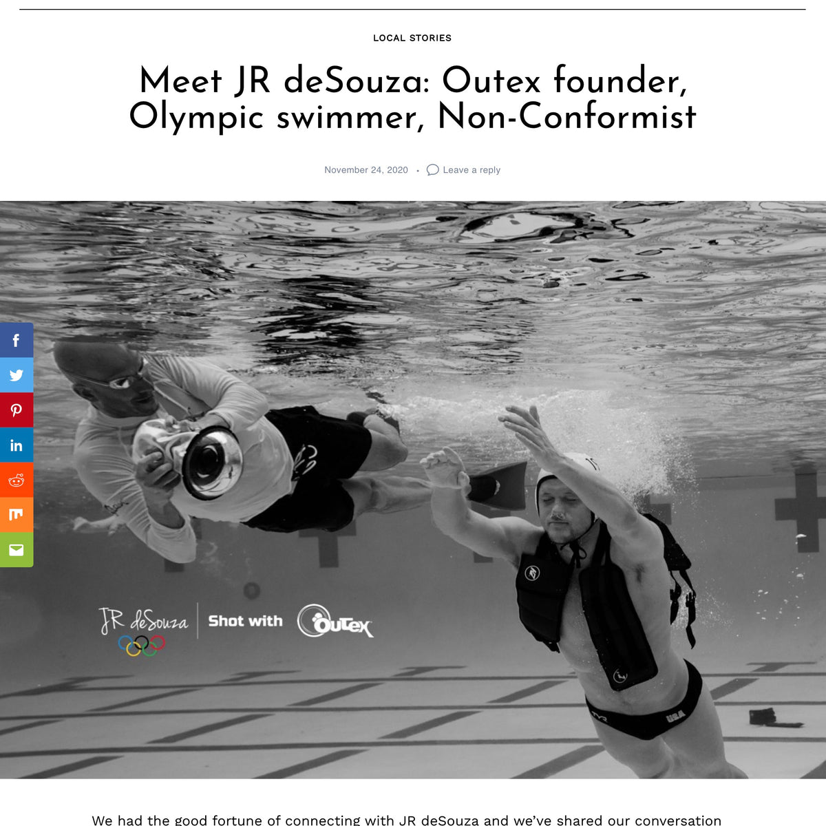 Meet JR deSouza: Outex co-founder, Olympic Swimmer, Patent Holder, Non ...