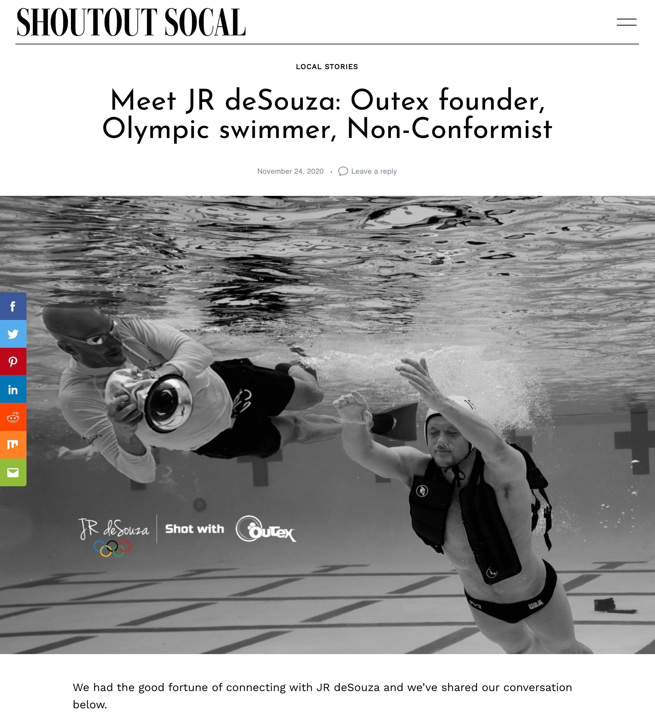 Outex Co-Founder, Olympic Swimmer, Patent Holder, JR deSouza Featured ...